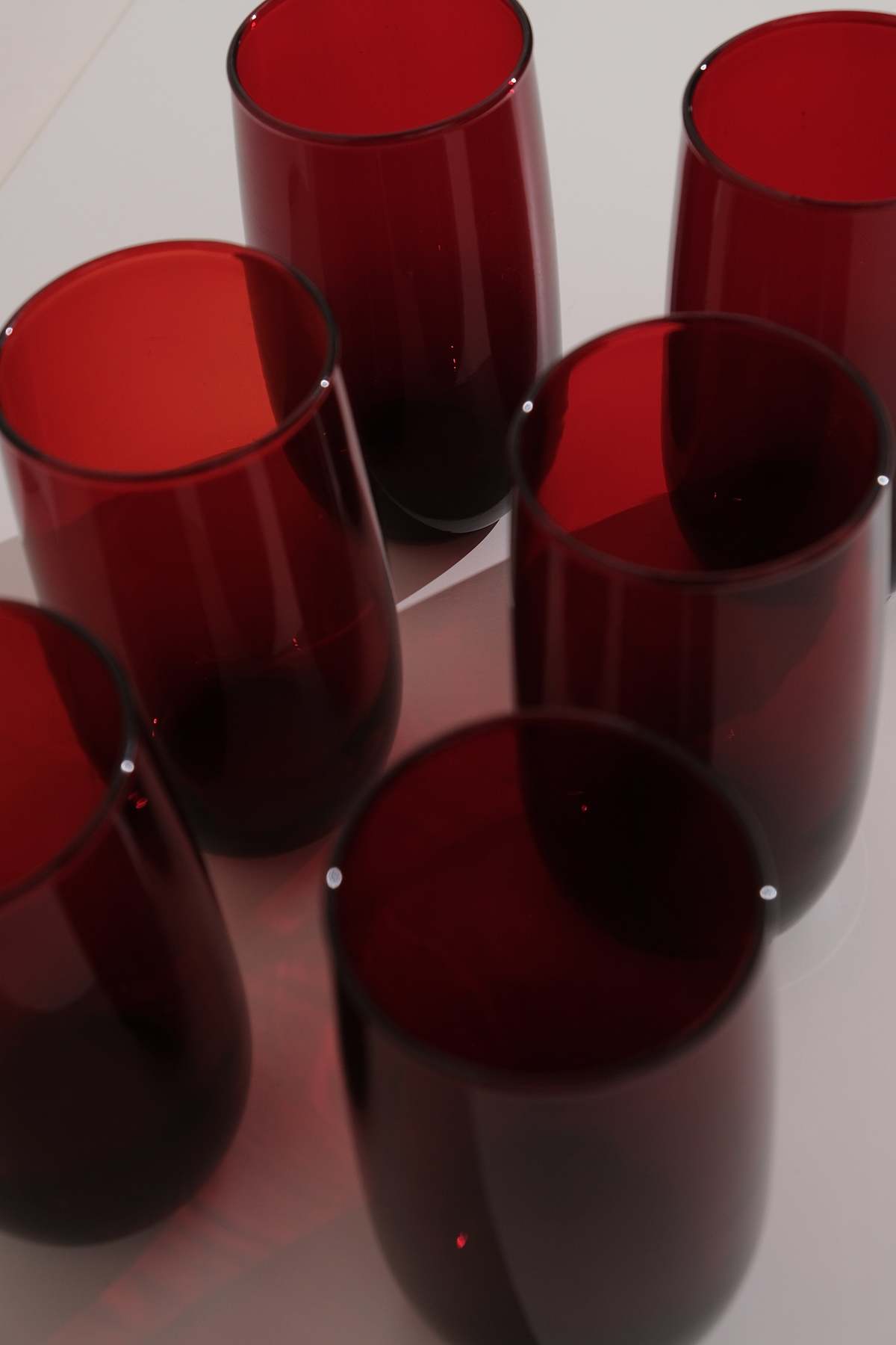 Vintage 70s Mold-Blown Tumbler Glasses - Ruby Red | Garmentory