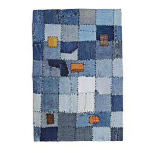 India Flag Denim Patchwork Rug - Blue | Garmentory