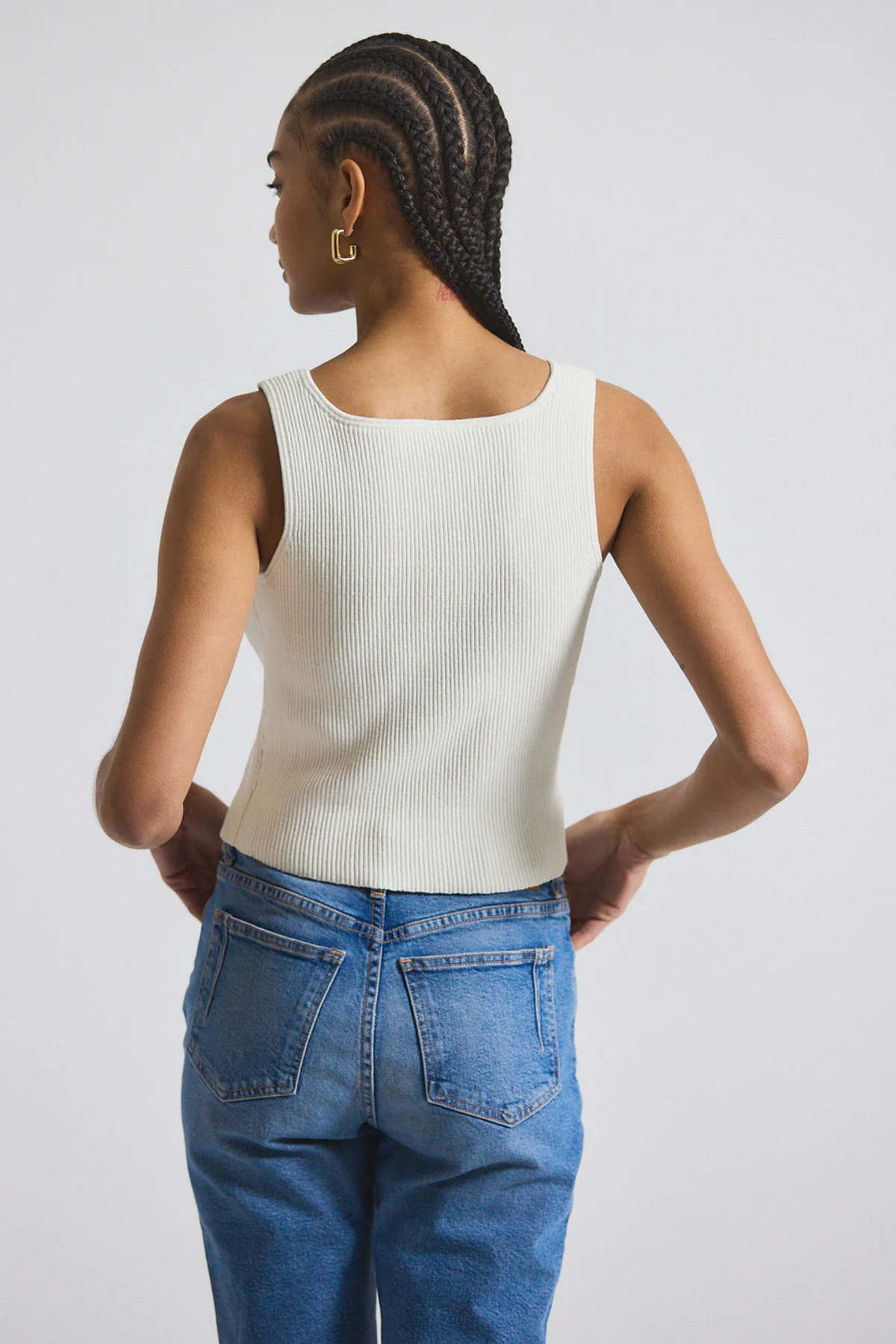 Derek Lam Sain Rib Knit Sweater Tank - Blanc De Blanc | Garmentory