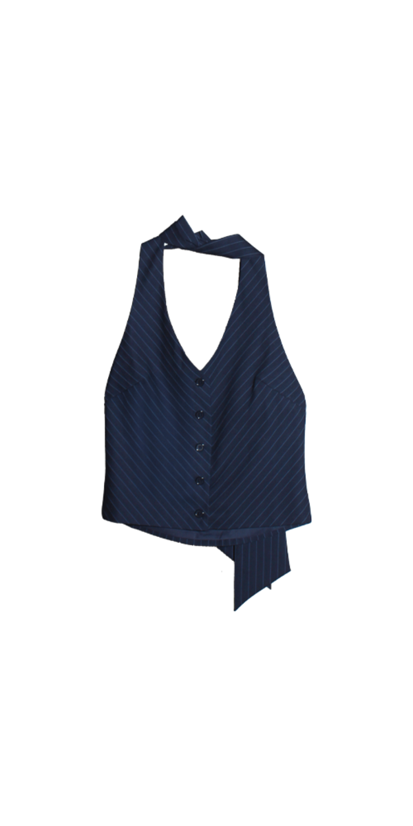 Find Me Now Chad Tie-Neck Halter Top - Navy | Garmentory
