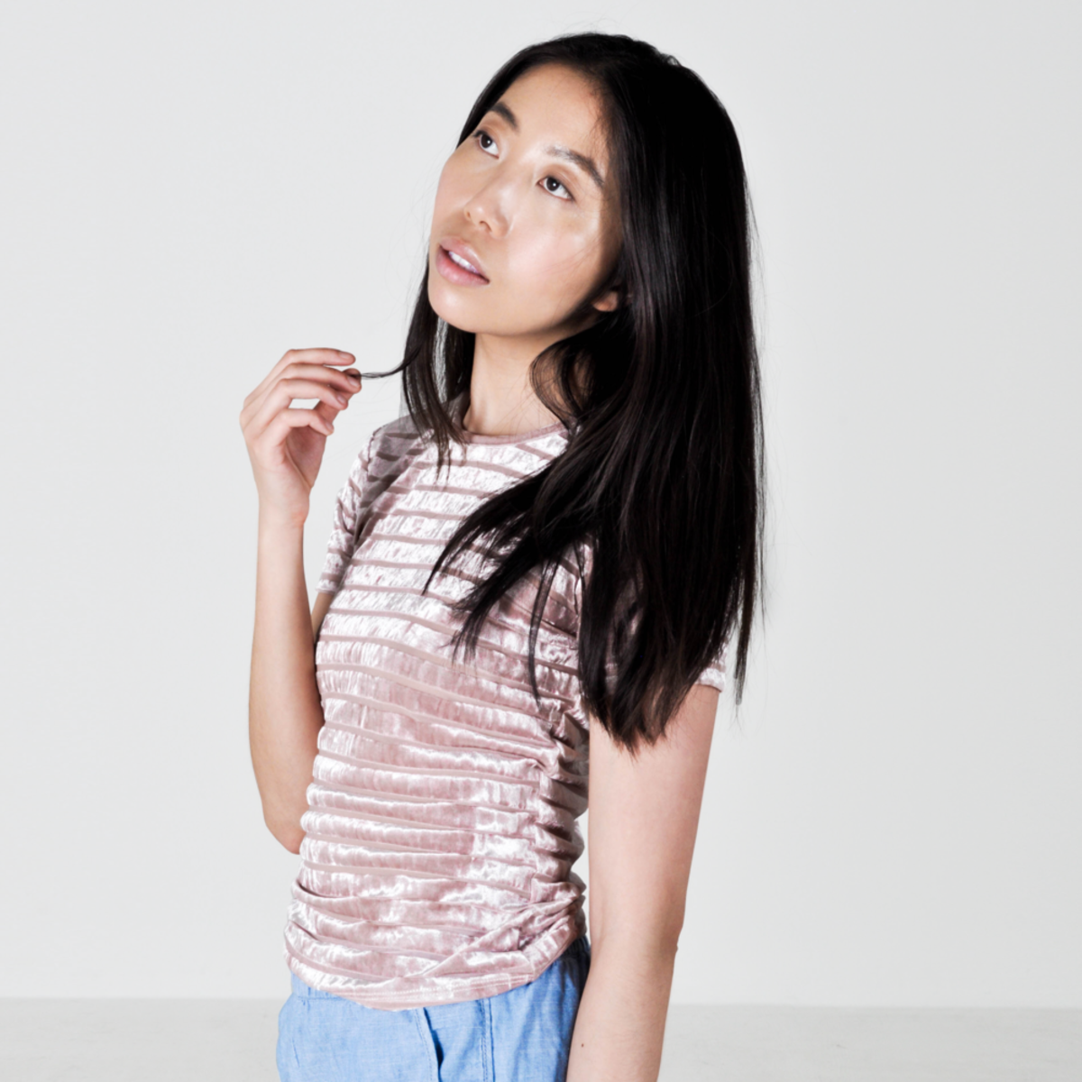 Liana Striped Plush Tee - Pink | Garmentory