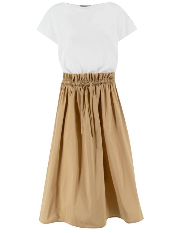 Fabiana Filippi Ruffled Detail Dress - Bianco Ottico/Sabbia | Garmentory