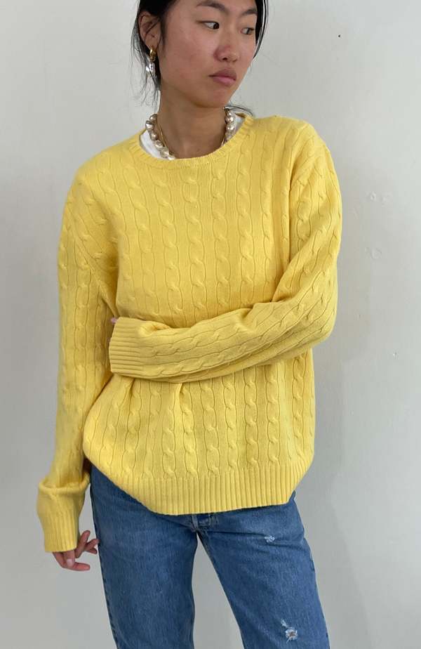 Vintage 100% Cashmere Oversized Boyfriend Sweater - Lemon Yellow ...