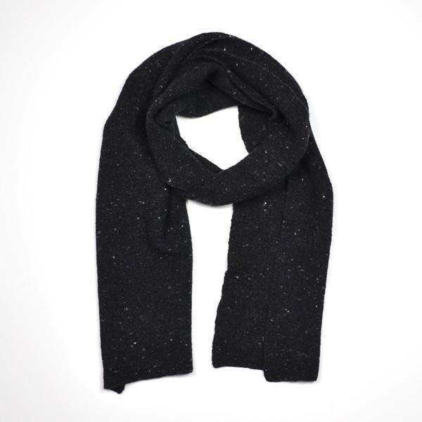 Hikaru Noguchi - Soft Tweed Garter Stitch Scarf - Black | Garmentory