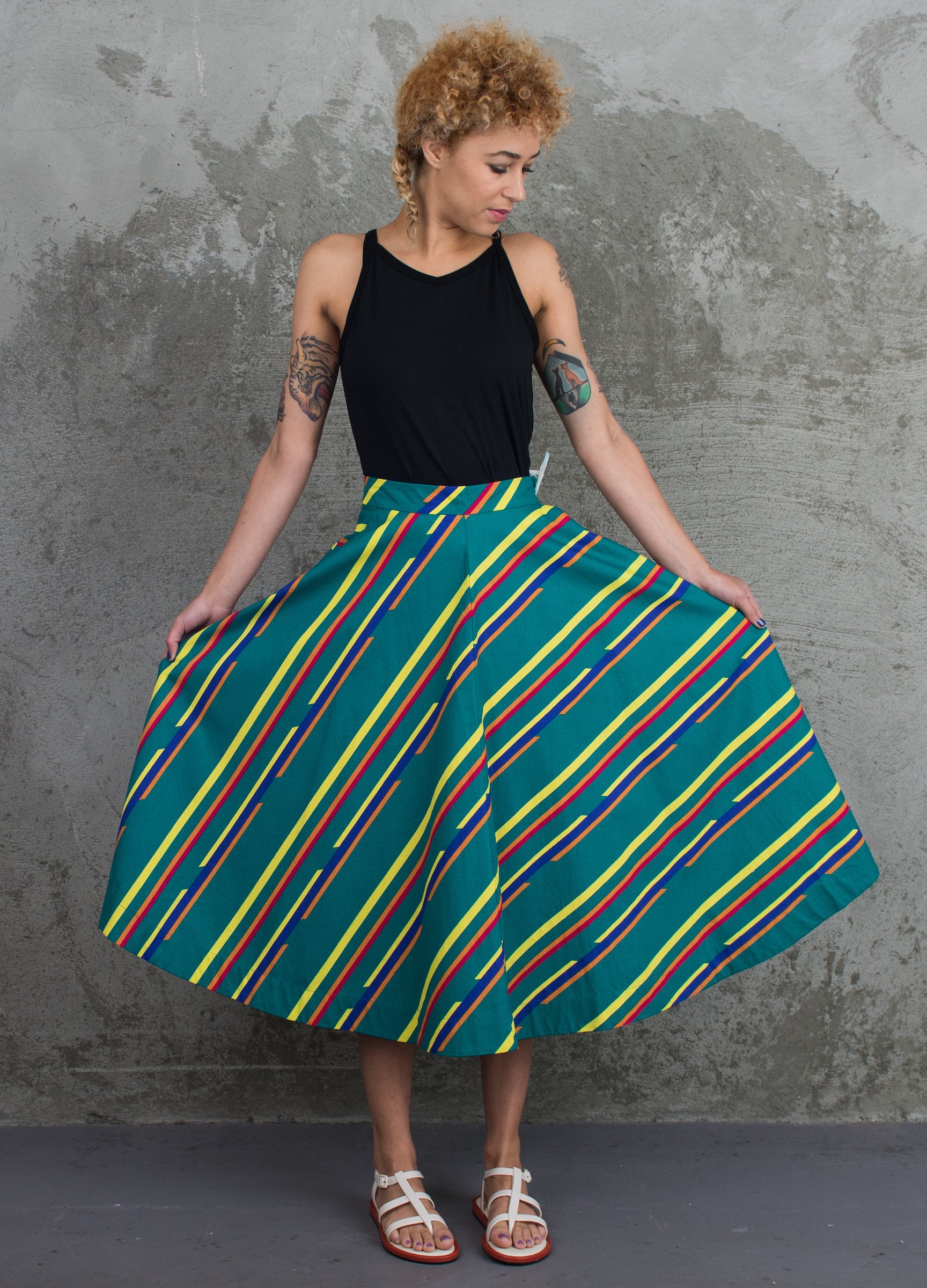 Emily & Finn Sandy Skirt - Green Stripe | Garmentory
