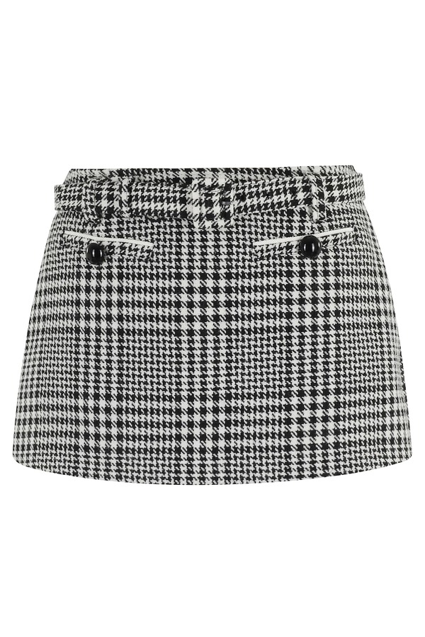 Self-Portrait Houndstooth Mini Skirt - Black And White | Garmentory