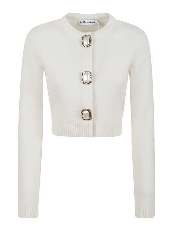 Self-Portrait Wool Cardigan - Cream | Garmentory