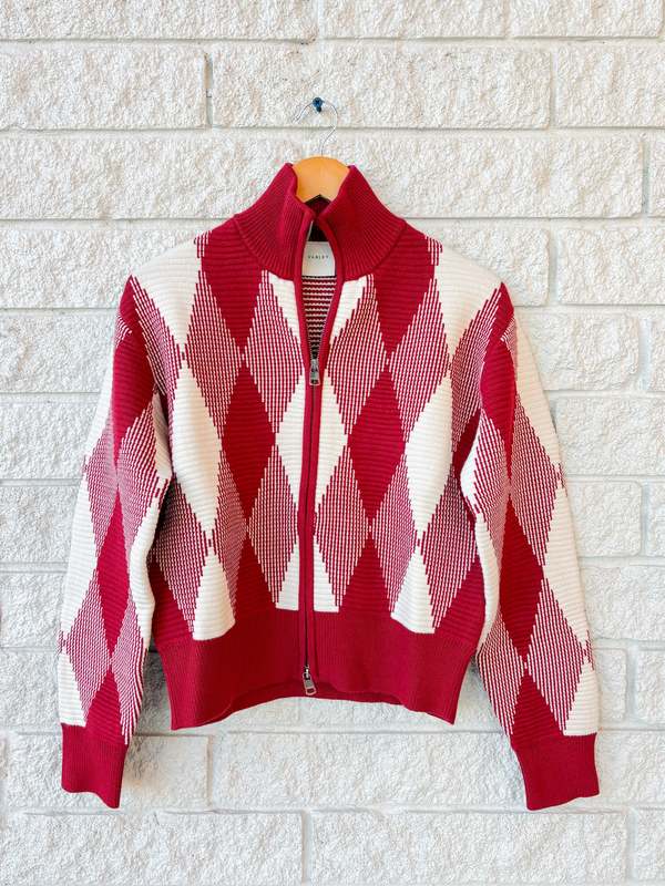 Varley Karina Jacquard Knit Jacket - Red Dahlia | Garmentory