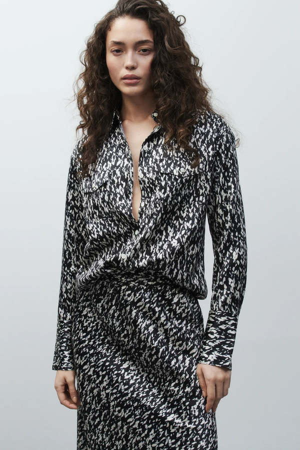 Closed Tailored Button-Down Blouse - Black & Ivory | Garmentory