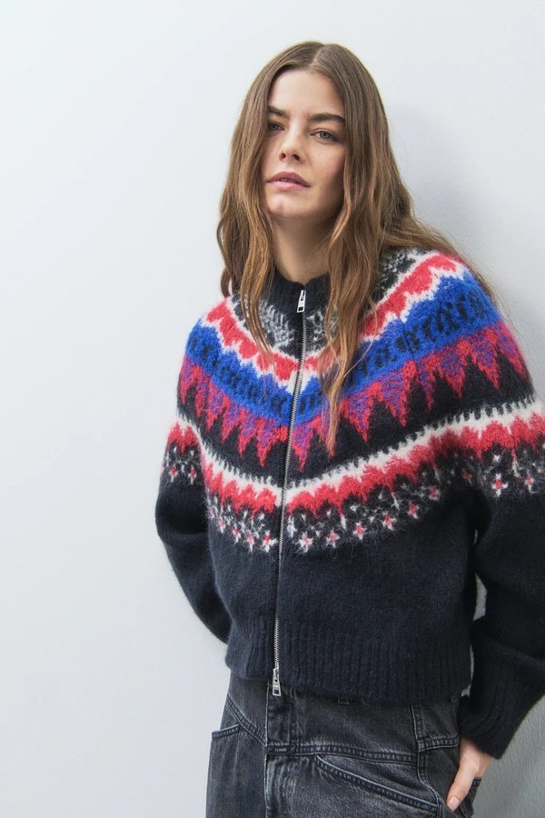 Closed Cropped Zip Up Cardigan - Cosmic Grey | Garmentory