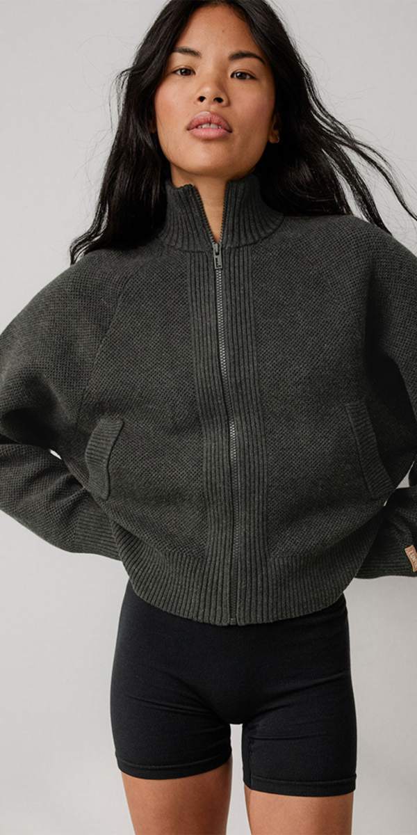 Lunya Cottonsilk Bomber Zip Up - Waving Shadow | Garmentory