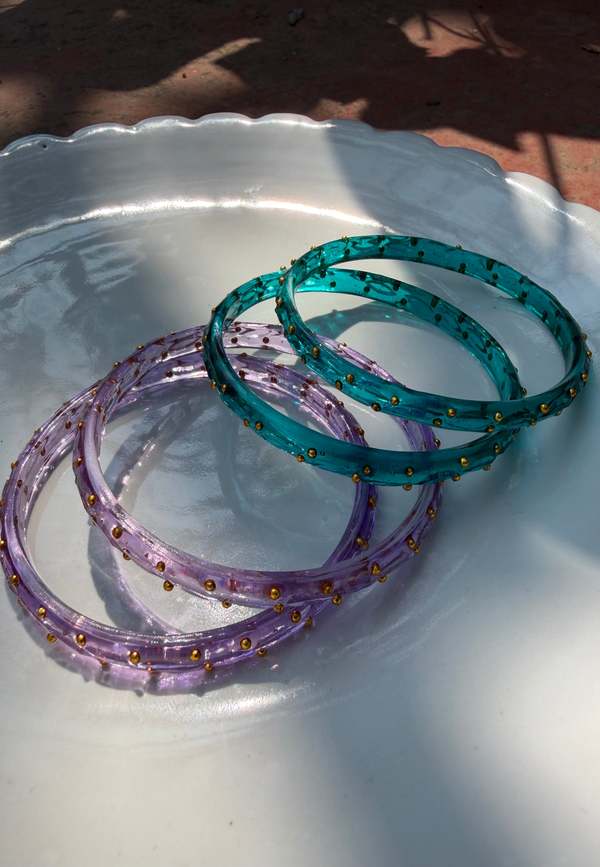 IKKIVI Arm Candy Lavender & Blue Bangle Set - Lavender & Blue | Garmentory