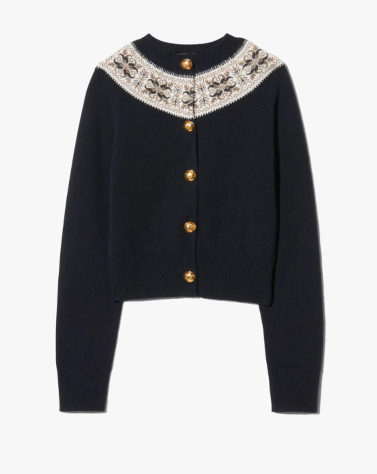 Nili Lotan Josefa Cardigan - Dark Navy Fair Isle | Garmentory