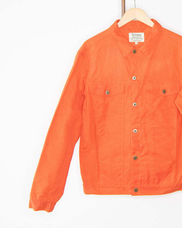 Ginew Waxed Canvas Rider Jacket - Orange | Garmentory