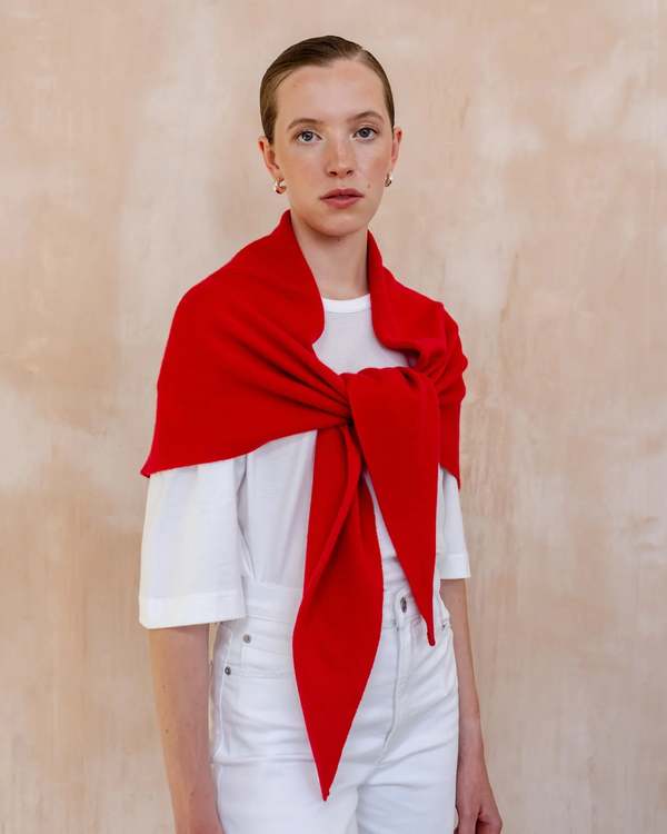 TBCo Large Merino Triangle Scarf - Red | Garmentory