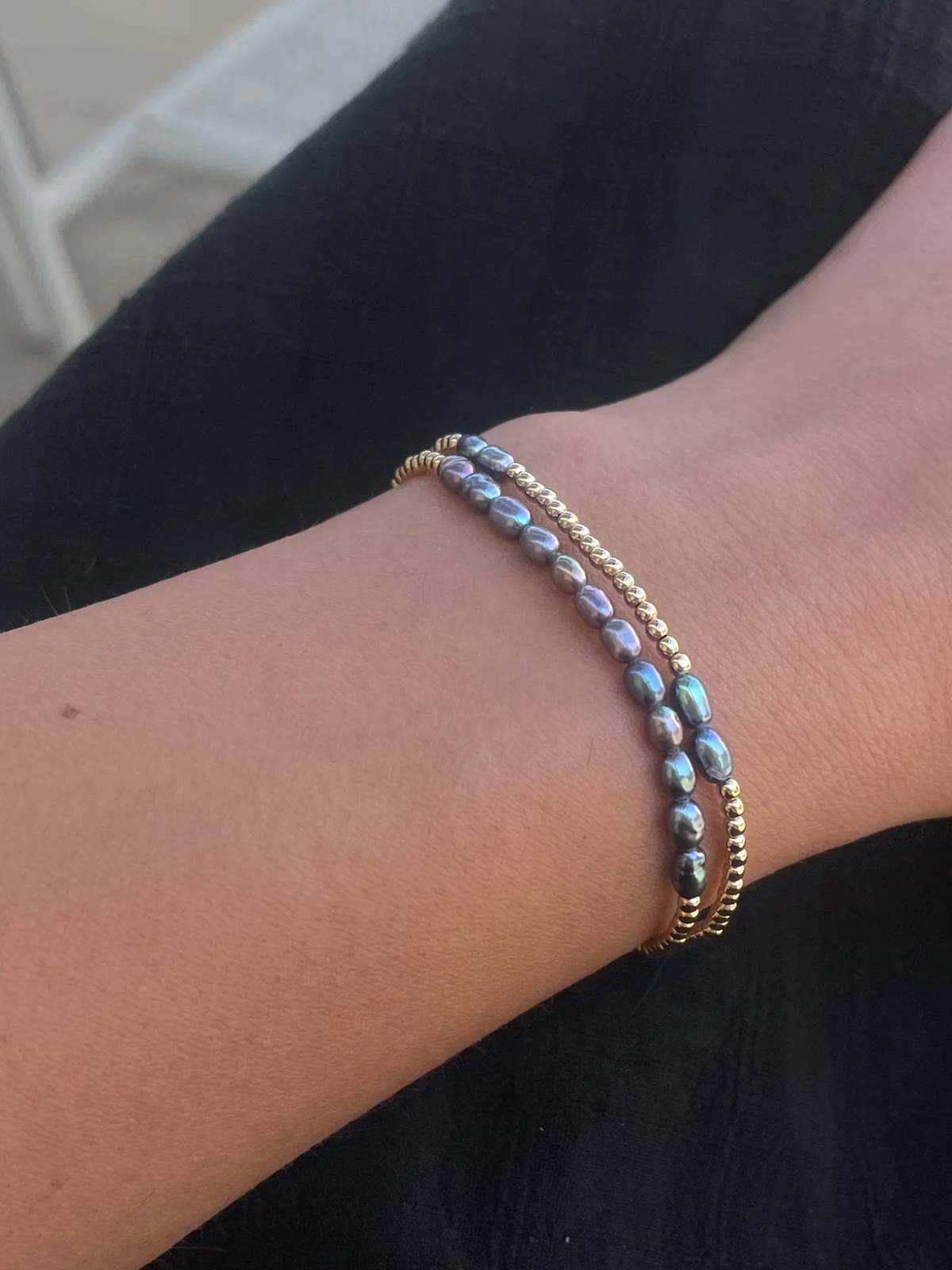 Karen Lazar Design Ember Pearl Stack Bracelet - Black Peacock | Garmentory