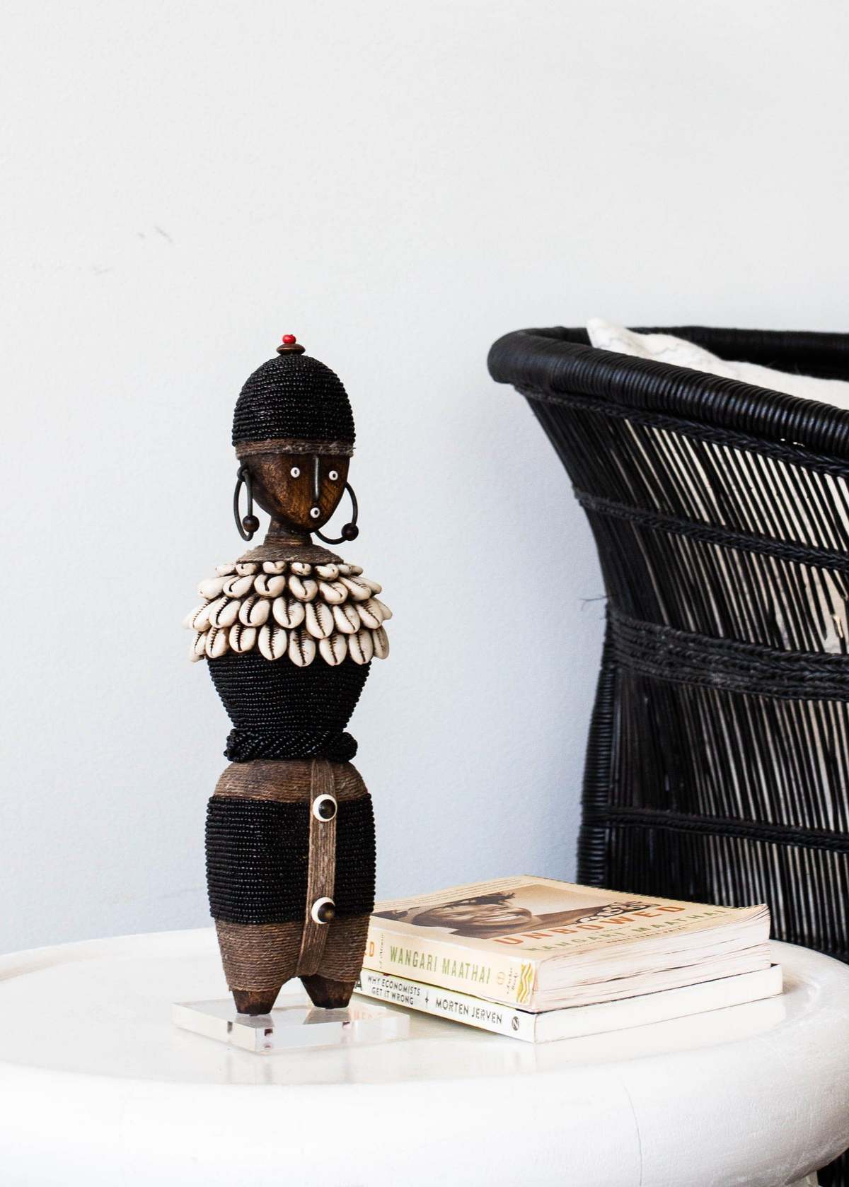 Kanju Interiors Beaded & Cowrie Shells African Namji Doll - Black ...