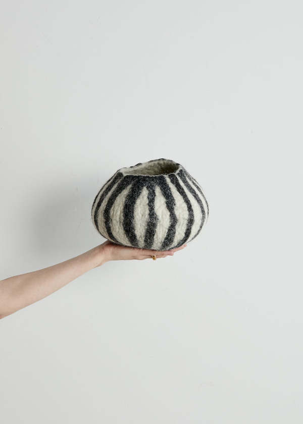 Kanju Interiors Karakul Striped Decorative Wool Ukhamba Bowl | Garmentory