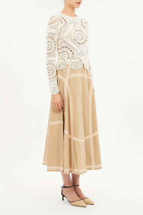 Ulla Johnson Norah A-Line Midi Skirt - Sand | Garmentory