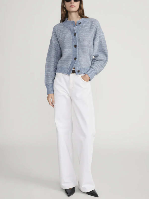 Frame The Jacquard Femme Cardi Cardigan - Sky Blue Multi | Garmentory