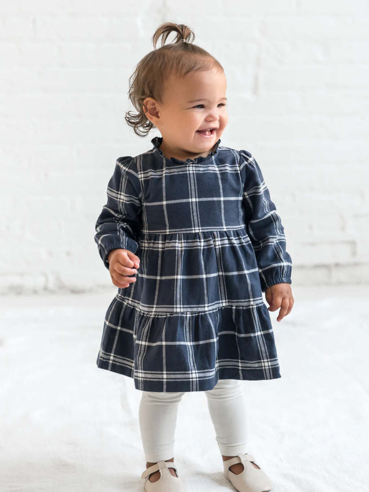 KIDS colored organics Neela Flannel Ruffle Neckline Dress | Garmentory