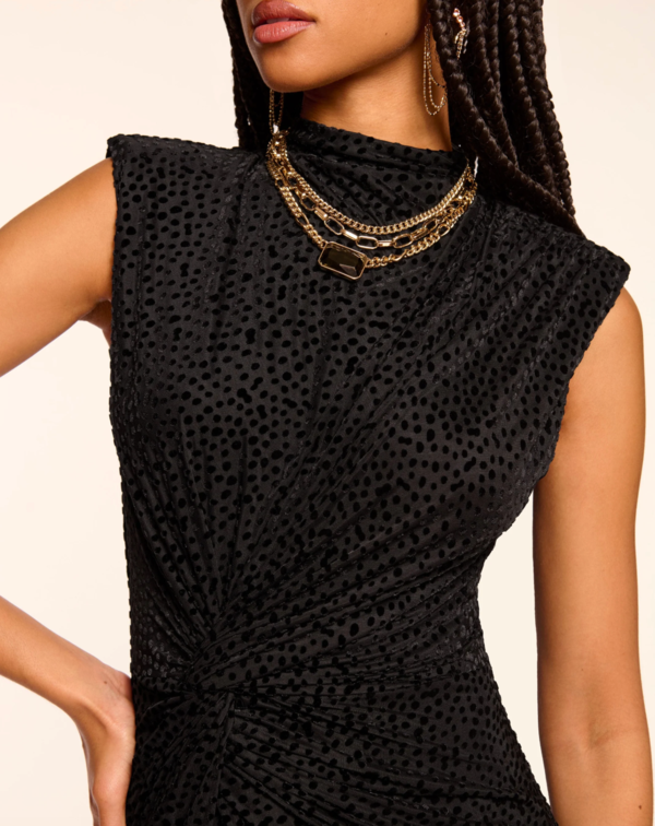 Ramy Brook Lee Velvet Burnout Midi Dress - Black | Garmentory