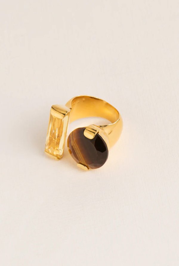 Wouters & Hendrix Statement Ring with Citrine and Tiger Eye | Garmentory