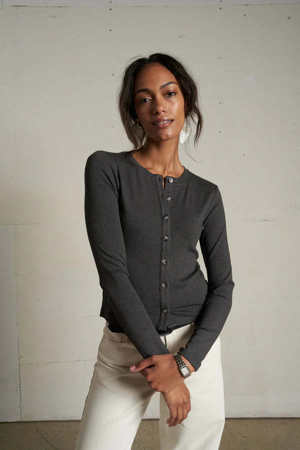 Perfect White Tee Maureen Luxe Rib Fitted Cardigan | Garmentory