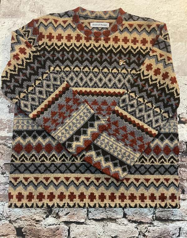 District Vision Jacquard Knit Crew Neck Sweater - Fair Isle | Garmentory