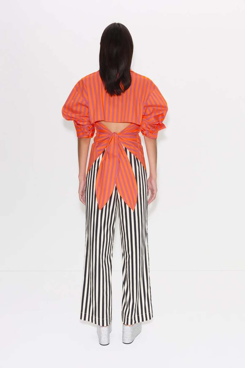 Simon Miller Pia Poplin Pant - Black-White Stripe | Garmentory