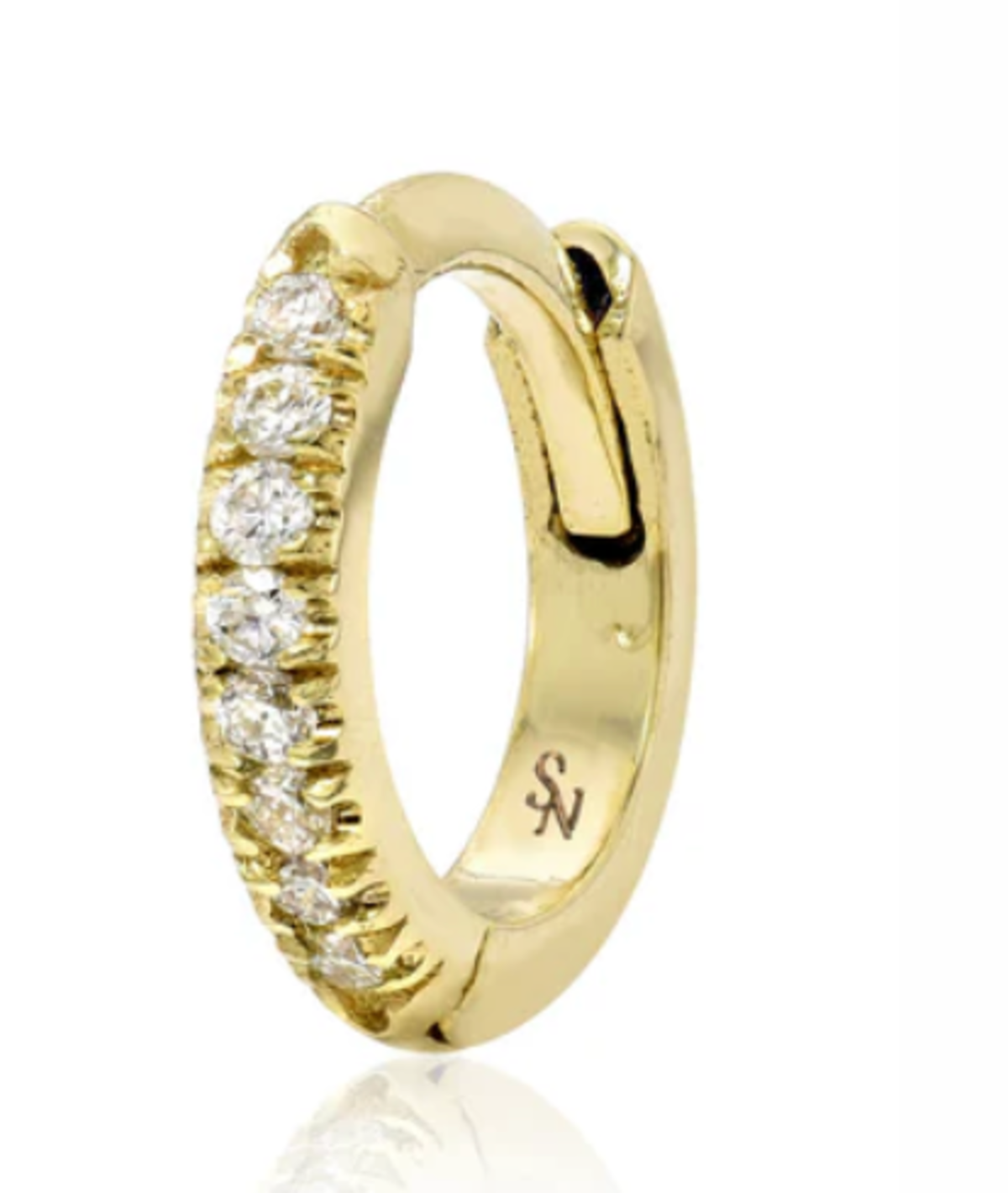 Stacy Nolan Huggie Hoop with Diamonds 9mm Single 18K Yellow Gold ...