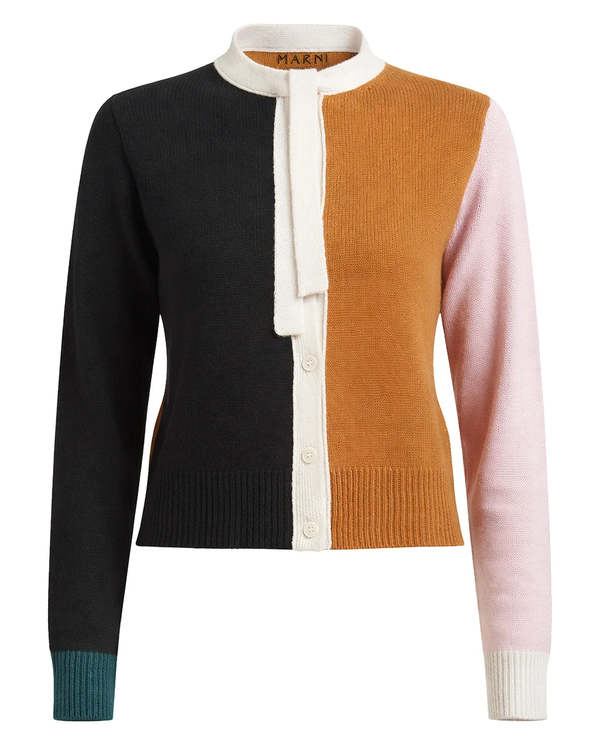 Marni Cashmere Color-Block Cardigan - Lava | Garmentory
