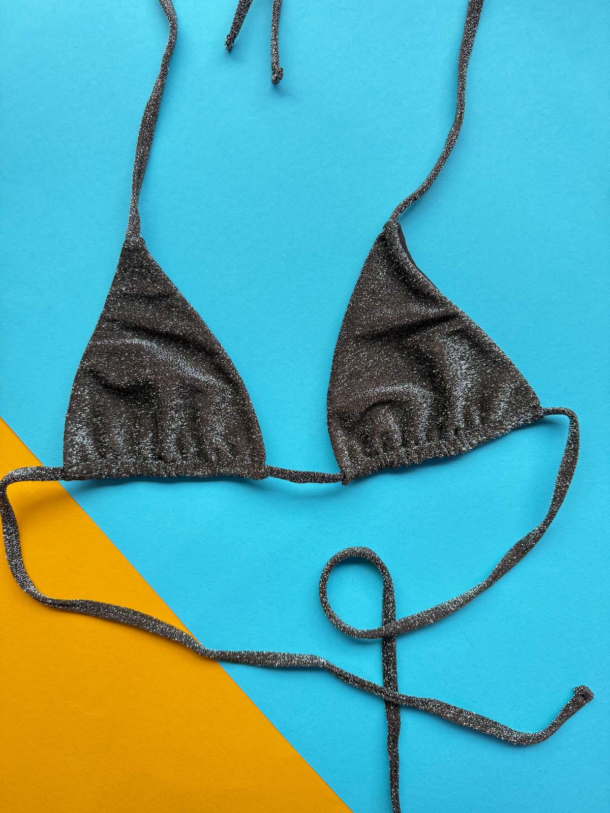 Mikoh Ischia Minimal Triangle Bikini Top - Lurex Chocolate | Garmentory
