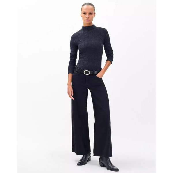 Rag & Bone Aiden Low-Rise Wide Leg Jeans - Black | Garmentory