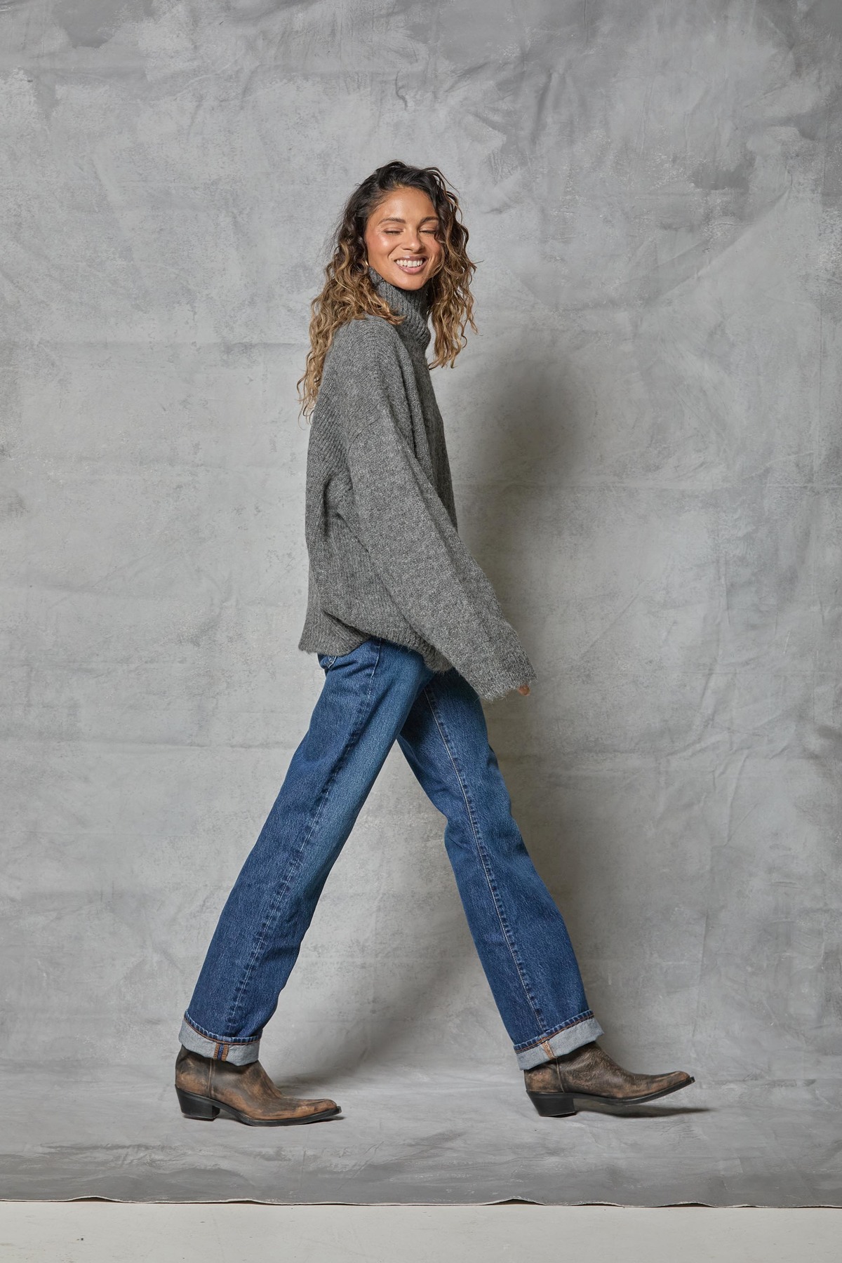 MAMÈNE Chunky Hi Neck Sweater - Charcoal | Garmentory