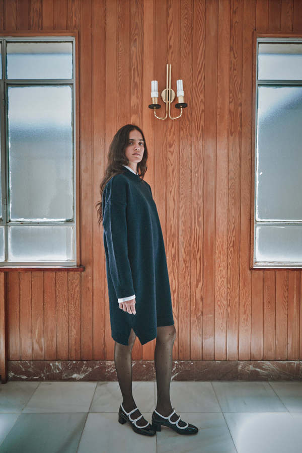 L'ENVERS Perrine Merino Wool Sweater Dress - Navy | Garmentory