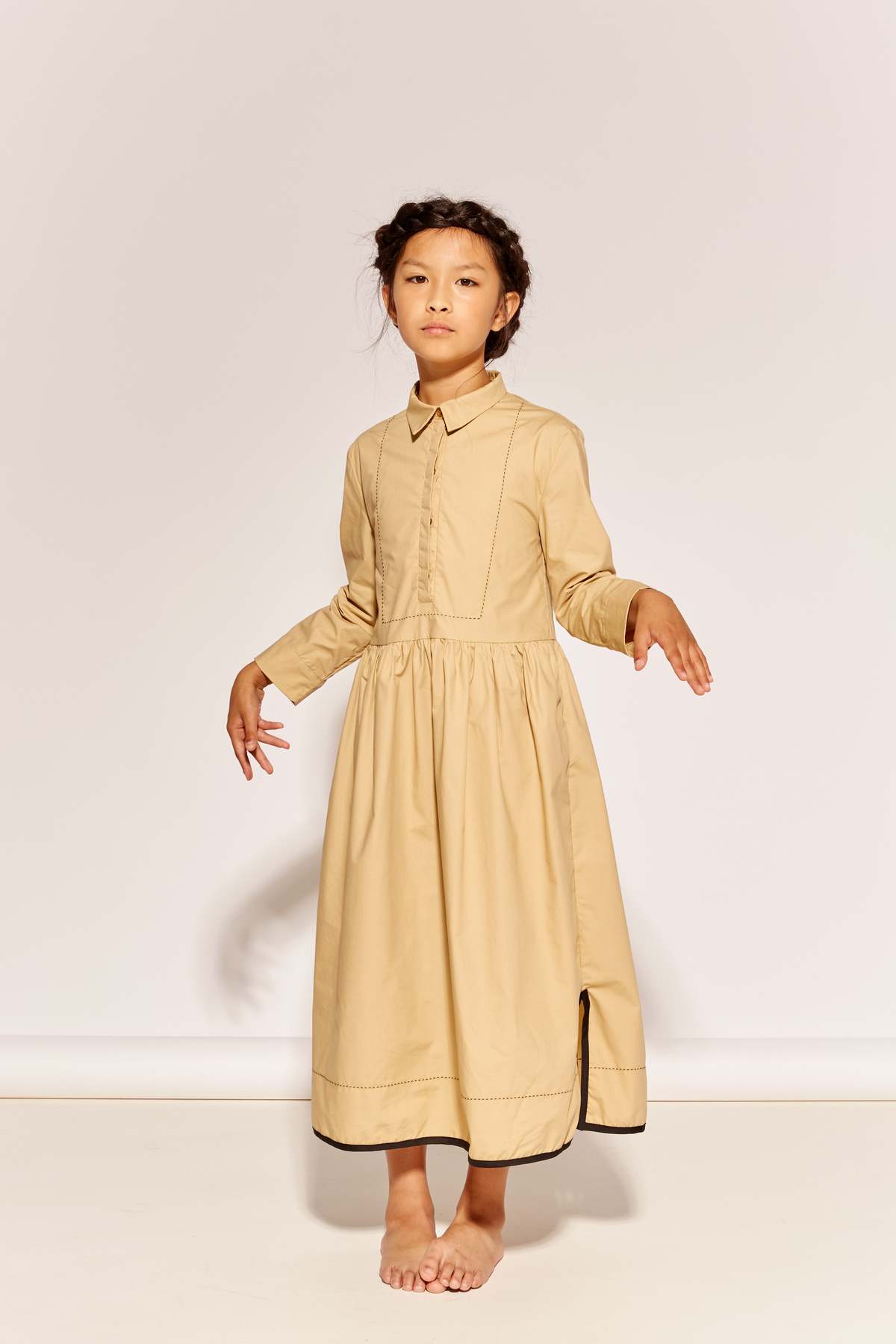 Kids THE MIDDLE DAUGHTER Over Easy Dress - Camel | Garmentory
