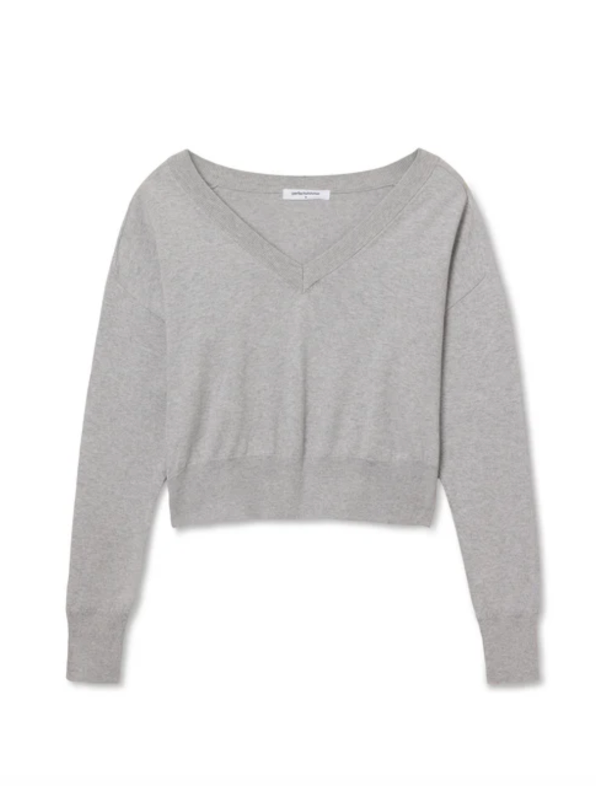 PERFECTWHITETEE Georgina Cashmere V Neck Sweater - Heather Grey ...