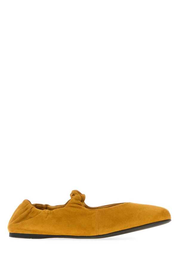 MIU MIU Mustard Suede Ballerinas - Whisky | Garmentory
