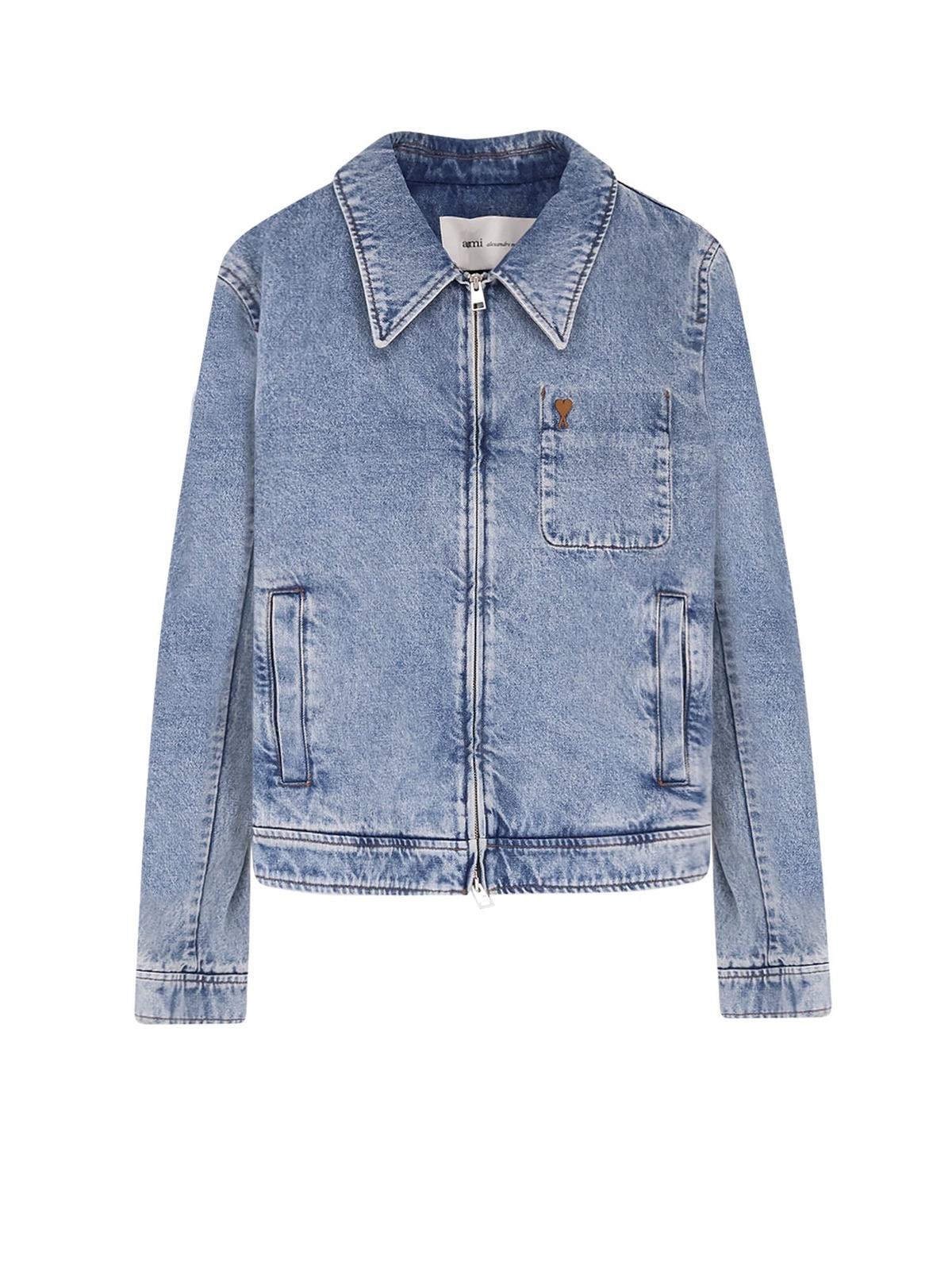 Ami Alexandre Mattiussi Denim Jacket With Iconic Logo On The Front ...