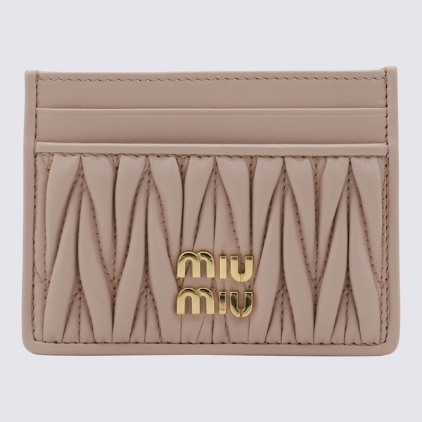 MIU MIU Leather Card Holder - Powder | Garmentory