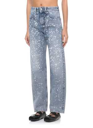 MM6 Maison Margiela Jeans With Polka Dot Print - Light Blue | Garmentory