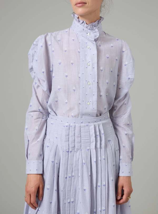 Thierry Colson Wind Buthi-Block Print Blouse - Blue | Garmentory