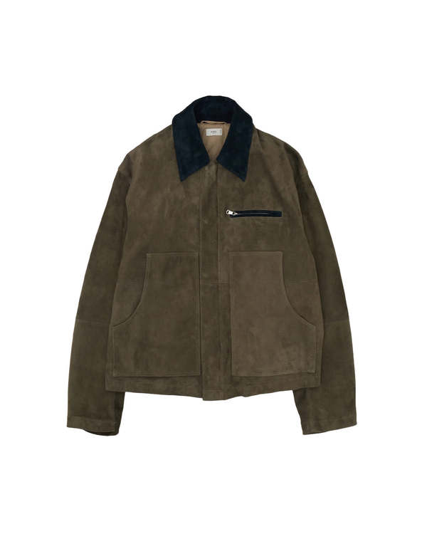 Yoke Goat Suede Blouson Jacket - Khaki | Garmentory