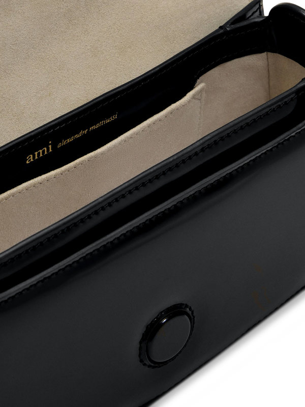 Ami Alexandre Mattiussi Leather Shoulder Bag With Logo On The Front ...