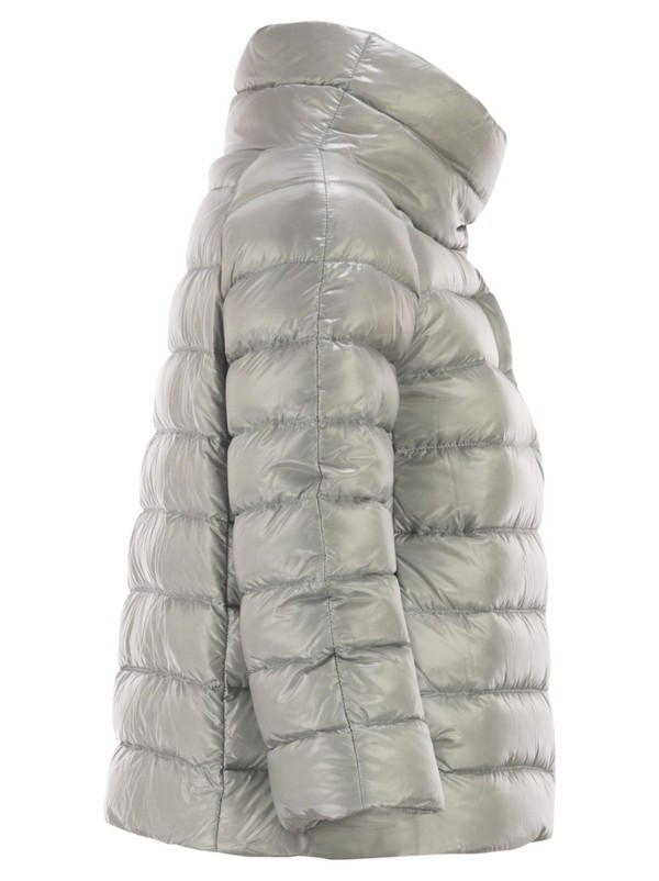 Herno Sofia Mini Cape With 3/4 Sleeves - Gray | Garmentory