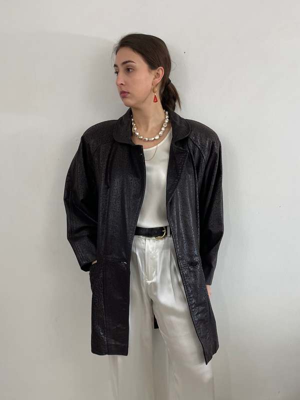 Gino di Giorgio by Comint 90s Embossed Leather Slouchy Jacket - Brown ...