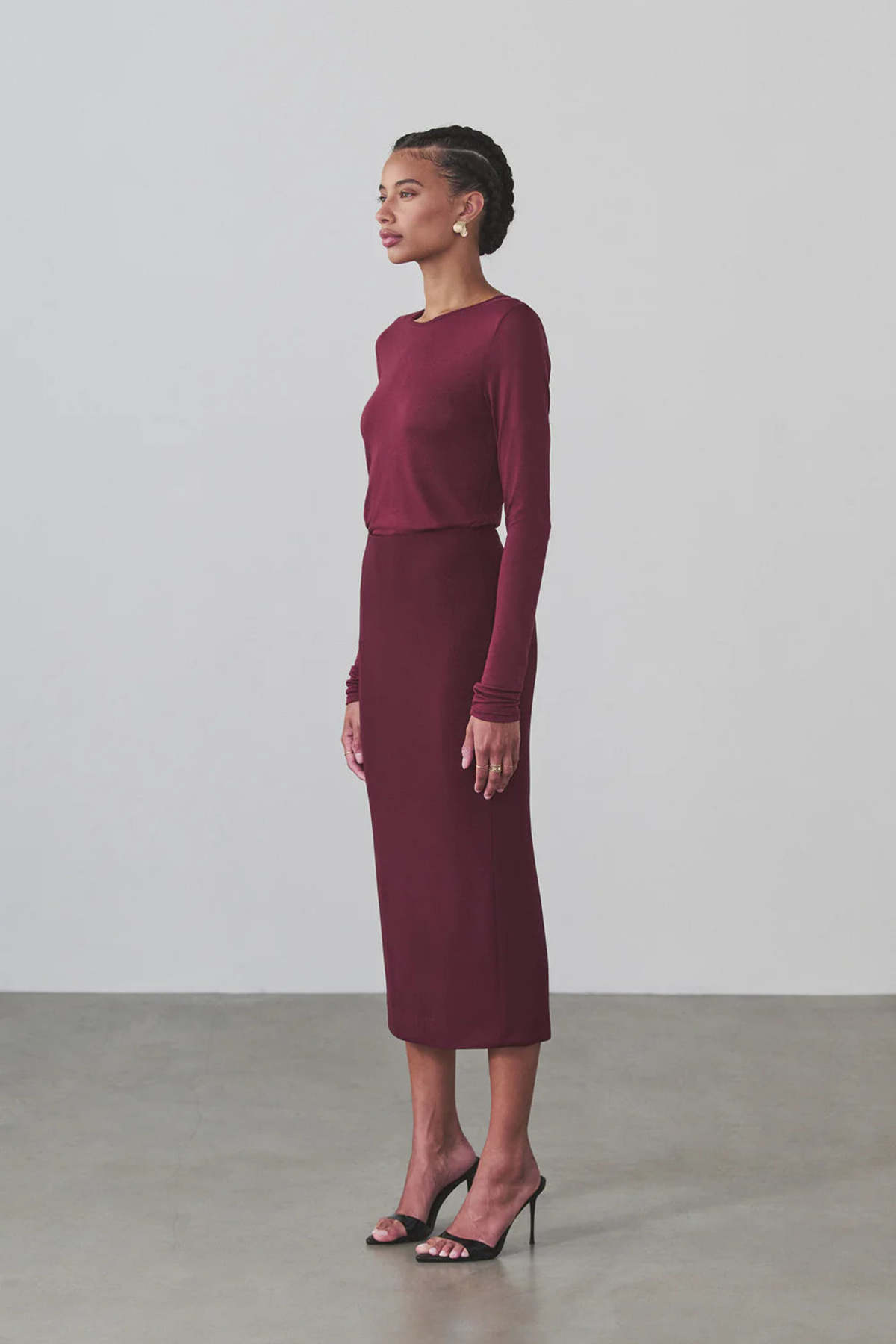 Artemis Diciero Dasha LS Slightly Sheer Top - Burgundy | Garmentory