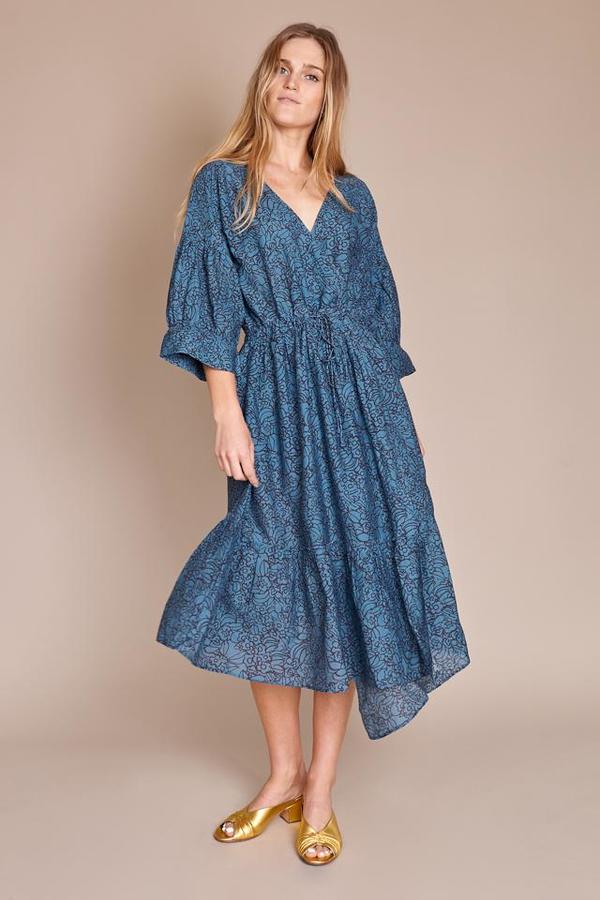 Apiece Apart Anichka Wrap Dress - Marine Floral | Garmentory
