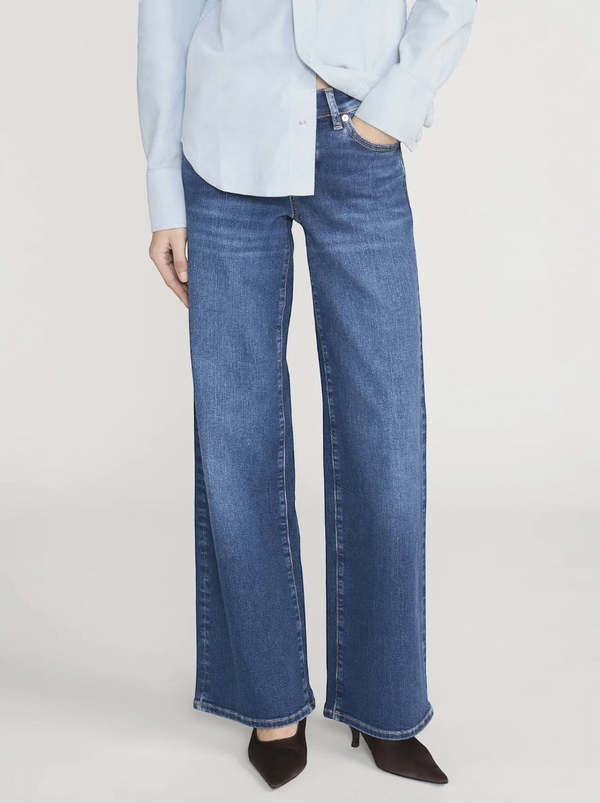Frame Low Rise Slim Palazzo Jeans - Medium Blue | Garmentory